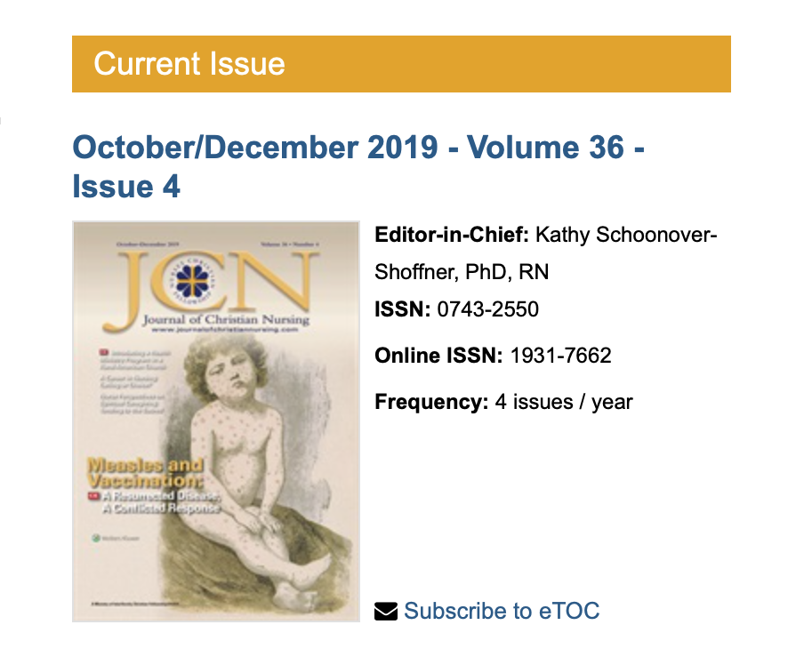 JCN eTOC | Nurses Christian Fellowship